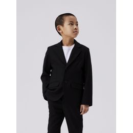 Sakko name it "NKMRIRAMEL BLAZER NOOS", Jungen, Gr. 116, schwarz, Web, Obermaterial: 64% Polyester, 32% Viskose, 4% Elasthan, unifarben, festlich, regular fit, Sakkos Sakko