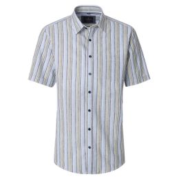 Kurzarmhemd Casamoda "Casamoda Leinenhemd Kurzarm gestreift", Herren, Gr. 3XL, Normalgr&ouml;&szlig;en, blau, 55% Leinen, 45% Baumwolle, gestreift, l&auml;ssig geschnitten, Hemden
