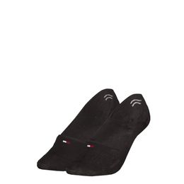 F&uuml;&szlig;linge Tommy Hilfiger "TH WOMEN FOOTIE MC 2P SHINE", Damen, Gr. 35-38, schwarz, Materialmix, unifarben, Socken, mit silikonisierten Fersenstreifen