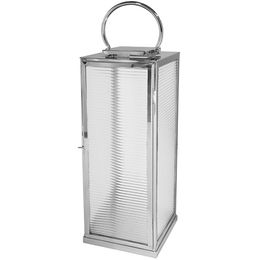 Kerzenlaterne Fink "MALAGA", silber (silberfarben), H:78cm &Oslash;:30cm, Metall, Kerzenhalter, mit bruchsicherem Glas