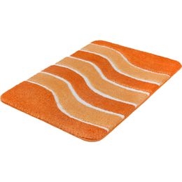Badematte Meusch "Lara", karotte, H:20mm, Polyester, Badematten, Badematte, Wellen-Design mit flauschigen wei&szlig;en Akzenten