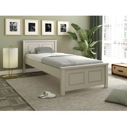 Massivholzbett OTTO HOME "ERIK', Made in Europe, optional mit Schublade, Massivholz Kiefer", cashmere, beige, B:99,5cm H:85,8cm L:213cm, Betten, Massivholzbett, in mehreren Gr&ouml;&szlig;en, Landhausstil mit Kassettenoptik