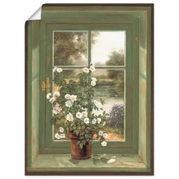 Wandbild Artland "Wildrosen am Fenster", gr&uuml;n (farbe bild(er): gr&uuml;n), B:30cm H:40cm, Bilder, als Alubild, Leinwandbild, Poster in verschied. Gr&ouml;&szlig;en