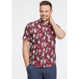 JACK'S INN 54 Leinenhemd JACK&rsquo;S "Leinenhemd (Kurzarm) Regular Fit", Herren, Gr. L, Normalgr&ouml;&szlig;en, rot (burgundy), Obermaterial: 55% Leinen, 45% Baumwolle, Hemden