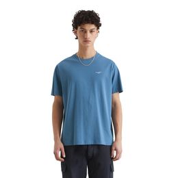 Marc O'Polo T-Shirt MARC O'POLO DENIM, Herren, Gr. M, blau (glaucous blau), Single Jersey, Obermaterial: 100% Baumwolle, Basic, regular fit, Rundhals, Shirts T-Shirt, Ein dezenter Logo-Print auf der Brust