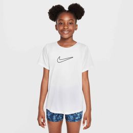 Tanktop Nike "Nike One Fitted Big Kids' (Girls') Dri-FIT Short-Sleeve Top", Kinder, Gr. L, wei&szlig;, schwarz, Obermaterial: 100% Polyester, Tops Tanktop, sportliches Top, f&uuml;r Jugendliche, schnelltrocknend, atmungsaktiv