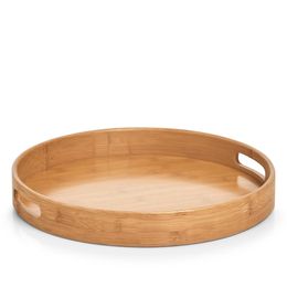 Tablett zeller PRESENT, braun (holzfarben), H:5cm &Oslash;:38cm, Bambus, Tabletts, &Oslash; 38 cm