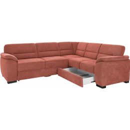 Sit & More Ecksofa SIT & MORE "Montego", orange (terra), B:255cm H:88cm T:225cm, Luxus-Microfaser (90% Polyester, 10% Polyamid);Struktur (100% Polyester);Luxus-Microfaser ALTARA NUBUCK (100% Polyester), Sofas, Ecksofa, wahlweise mit Bettfunktion und Schubkasten