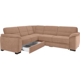 Sit & More Ecksofa SIT & MORE "Montego", braun (schoko), B:255cm H:88cm T:225cm, Luxus-Microfaser (90% Polyester, 10% Polyamid);Struktur (100% Polyester);Luxus-Microfaser ALTARA NUBUCK (100% Polyester), Sofas, Ecksofa, wahlweise mit Bettfunktion und Schubkasten