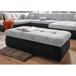 Polsterhocker DOMO collection "MORIC 136x64 cm, praktisch und komfortabel", silber (schwarz, silber), B:136cm H:43cm T:64cm, Kunstleder SOFTLUX / Struktur (90% Polyester/ 10% Polyacryl);Microfaser PRIMABELLE / Struktur (90% Polyester/ 10% Polyacryl), Hocker, Polsterhocker, inklusive Stauraum