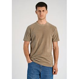 Kurzarmshirt LINDBERGH "T-Shirt (Kurzarm) Relaxed Fit", Herren, Gr. L, stone 125, Obermaterial: 80% Baumwolle, 20% Polyester, unifarben, l&auml;ssig geschnitten, Rundhals, Shirts