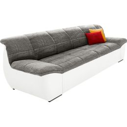3-Sitzer DOMO collection "SPLASH Breite 232 cm, moderne Sitz- und R&uuml;ckensteppung, komfortabel", grau (wei&szlig;, grau), B:232cm H:76cm T:96cm, Kunstleder SOFTLUX / Struktur (90% Polyester, 10% Polyacryl);Luxus-Microfaser (100% Polyester)/ Struktur (90% Polyester, 10% Polyacryl), Sofas, flache Armlehnen zum Entspannen