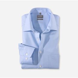 Langarmhemd OLYMP "Luxor", Herren, Gr. 53, N-Gr, blau (bleu), Web, Obermaterial: 100% Baumwolle, comfort fit, 2-Knopf-Manschette, Hemden, comfort fit, Businesshemd, New-Kentkragen, b&uuml;gelfrei