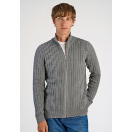 Cardigan LINDBERGH "Cardigan Relaxed Fit", Herren, Gr. XL, grau (dk grau), Obermaterial: 60% Baumwolle, 40% Polyester, unifarben, Strickjacken