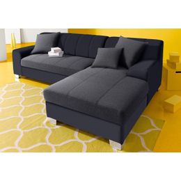 Ecksofa DOMO collection "TURAH B/T: 239/152 cm, inkl. Zierkissen, moderne Steppung", schwarz (schwarz, schlamm), B:239cm H:75cm T:152cm, Sofas, Ecksofa, wahlw. mit Bettfunktion, L-Form, Unser Dauertiefpreis
