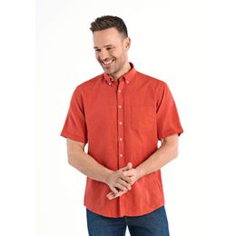 JACK'S INN 54 Leinenhemd JACK&rsquo;S "Leinenhemd (Kurzarm) Regular Fit", Herren, Gr. XL, Normalgr&ouml;&szlig;en, coral orange, Obermaterial: 55% Leinen, 45% Baumwolle, Hemden