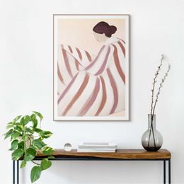 Bild mit Rahmen Reinders "Striped Figure", braun (farbe bild(er): braun), B:50cm H:70cm T:2,2cm, Holzwerkstoff, Bilder
