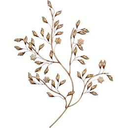 Wanddekoobjekt, gold, B:74cm H:98cm T:2,5cm, Metall, HOFMANN LIVING AND MORE, Wanddekoobjekte, Zweig aus Metall, Antik Finish