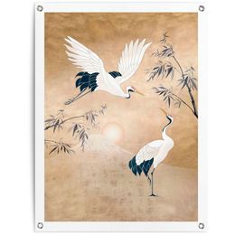 Poster Reinders "Kraniche in Gold", gelb (farbe bild(er): gelb), B:60cm H:80cm T:0,1cm, Leinwand, Bilder, Poster