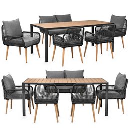 Swing&Harmonie Gartenm&ouml;bel Lounge-Set &bdquo;SiennaXL&ldquo; f&uuml;r 6 Personen - anthrazit/holz