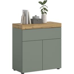 Kommode OTTO HOME "MAMBO, Breite 77cm, 2 T&uuml;ren, 1 Schubkasten, push-2-open", smoke gr&uuml;n, wotan eiche nachbildung, B:77cm H:80cm T:37cm, Sideboards, Kommode, Kommode, Anrichte, Wohnzimmer, Schlafzimmer
