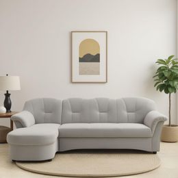 Ecksofa DOMO collection "FLORES Schlafsofa, B/T/H: 233/142/86 cm, L-Form", silber, B:233cm H:86cm T:142cm, 100% Polyester, Sofas, Ecksofa, whlw. mit Bettfunktion, whlw. mit Federkern