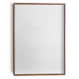 Wandbild Reinders "Ginkgo-Bl&auml;tter", wei&szlig; (farbe bild(er): wei&szlig;), B:30cm H:40cm T:3cm, Bilder, Wohnzimmer - Wei&szlig; - MDF - Blumen und Pflanzen - 30x40 cm
