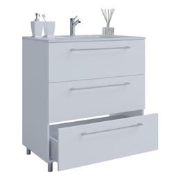 Vcm 2-tlg. Waschplatz Waschtisch Waschbecken Unterschrank Breite 60 cm Badm&ouml;bel Set stehend 3 Schubladen Badinos