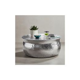 KADIMA DESIGN Orient Couchtisch: Handgefertigt, Hammerschlag-Aluminium, gro&szlig;z&uuml;gige Ablagefl&auml;che