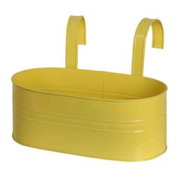 siena GARDEN Blumenkasten oval, gelb, 39 x 16,5 x 14,5 cm Stahlblech, mit fest mont