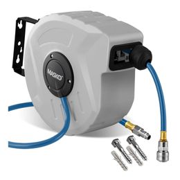 Masko&reg; Automatik Druckluftschlauch Aufroller &ndash; Schlauchtrommel mit 1/4" Anschluss, Schlauchaufroller, Wandhalterung, Tragegriff, 180&deg; schwenkbar, Schlauchbremse, vormontiert & sofort einsatzbereit