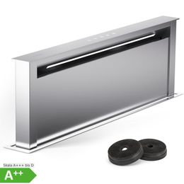 Klarstein Royal Flush Eco 90 Dunstabzugshaube 90 cm 604 m&sup3;/h EEK A++ inkl. Aktivkohlefiltern Edelstahl stainless_steel