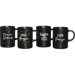 Ritzenhoff & Breker Becher RITZENHOFF & BREKER "Svart", schwarz, H:11cm &Oslash;:8cm, Porzellan, Trinkgef&auml;&szlig;e, Becher, 330 ml, 4-teilig