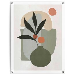 Poster Reinders "Vase mit Blumen", gr&uuml;n (farbe bild(er): gr&uuml;n), B:60cm H:80cm T:0,1cm, Leinwand, Bilder, Poster, Outdoor f&uuml;r Garten oder Balkon