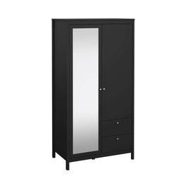 Dreht&uuml;renschrank Home Affaire "Madrid, Schrank, Kleiderschrank", schwarz, B:102,3cm H:199cm T:58,4cm, FSC-zertifizierter Holzwerkstoff, Schr&auml;nke, Dreht&uuml;renschrank, Skandinavisches Design, Wahlweise Leder- oder Metallgriffe, Spiegel