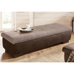 Hocker Home Affaire "BERGEN 161x60 cm, praktisch und komfortabel", braun (dunkelbraun, beige), B:161cm H:41cm T:60cm, MELROSE/Struktur (100% Polyester);MELROSE (100% Polyester);Microfaser PRIMABELLE (100% Polyester), Hocker, Hocker, mit Staufach