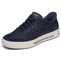Slip-On Sneaker Skechers "ARCH FIT ARCADE", Herren, Gr. 43, navy, Lederimitat, Nylon, Veloursleder, gesteppt, Schuhe, Schn&uuml;rschuh, Freizeitschuh, Halbschuh mit modischer Steppung, Topseller