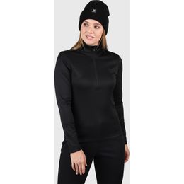 Fleecepullover Brunotti "Heronne Women Fleece", Damen, Gr. L, schwarz, Fleece, Obermaterial: 85% Polyester, 15% Elasthan, hoch geschlossener Ausschnitt, Sweatshirts Fleecepullover