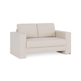 BRUNO Schlafsofa 120cm in Creme Ecru Beige | stabiles Massivholz & Boxspringkomfort