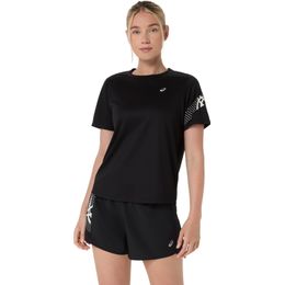 Laufshirt asics "ICON SS TOP", Damen, Gr. XL, performance schwarz, Obermaterial: 100% Polyester, Shirts Laufshirt