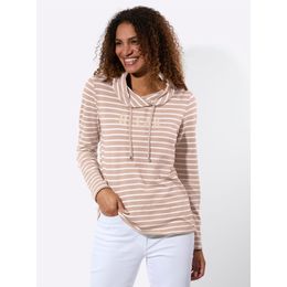 Sweatshirt Casual Looks, Damen, Gr. 36, puder, wei&szlig;, geringelt, 50% Baumwolle, 50% Polyester, gemustert, gestreift, mehrfarbig, Sweatshirts Sweatshirt