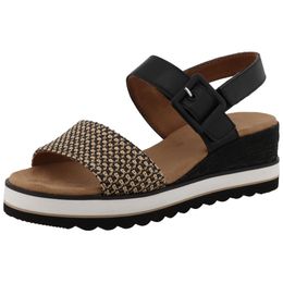 Keilsandalette Tom Tailor "Sastra", Damen, Gr. 36, schwarz, Lederimitat, Textil, Schuhe, Riemchensandale, Sommerschuh mit Kontrastbesatz