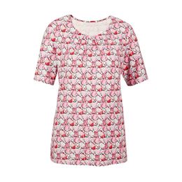 Print-Shirt GOLDNER "Multicolor-Shirt mit Halbarm, Rundhalsausschnitt", Damen, Gr. 40, rosa (pink, gemustert), Obermaterial: 96% Viskose CV. 4% Elasthan EL., normal, Sonstiges, Shirts, Ohne