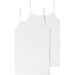 Unterhemd Schiesser "95/5", Damen, Gr. 46, N-Gr, wei&szlig; (100, wei&szlig;), Single Jersey, Obermaterial: 95% Baumwolle, 5% Elasthan, unifarben, k&ouml;rpernah, tiefer Rundhals, Unterhemden Unterhemd, mit Spaghetti-Tr&auml;gern
