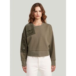 G-Star Raw Longpullover G-STAR "Heritage Hardware Loose Cropped Sweatshirt", Damen, Gr. XL, turf, Obermaterial: 58% Baumwolle, 42% Polyester, Pullover Longpullover