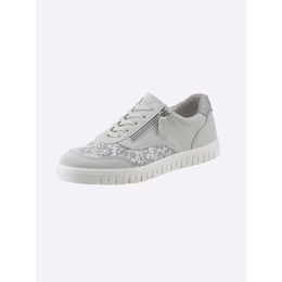 Sneaker Casual Looks, Damen, Gr. 39, grau (steingrau), Glattleder, Textil, Veloursleder, Schuhe Sneaker