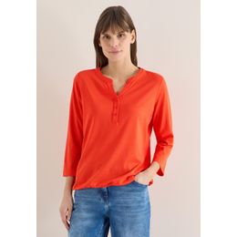 3/4-Arm-Shirt Cecil, Damen, Gr. L (42), cherry tomato orange, Web, 50% Baumwolle, 50% Modal, unifarben, normal normal, Rundhals, abgesteppt, Shirts 3/4-Arm-Shirt, mit 3/4 &Auml;rmeln
