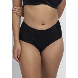 Bikini-Hose Dorina "Fiji", Damen, Gr. L, N-Gr, schwarz, Obermaterial: 67% Polyester, 19% Elasthan, 14% Polyamid, unifarben, Badehosen Bikini-Hose, Curves, leicht Raffung vorn