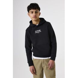 Hoodie Garcia, Jungen, Gr. 140/146, schwarz, Sweatware, Obermaterial: 80% Baumwolle, 20% Polyester, bedruckt, regular fit taillenbedeckt, Rippb&uuml;ndchen, Sweatshirts Hoodie, mit Print