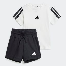 Trainingsanzug adidas Sportswear "I 3S T-SET 160", M&auml;dchen, Gr. 62, schwarz-wei&szlig; (wei&szlig;, schwarz), Obermaterial: 100% Baumwolle, Sportanz&uuml;ge Trainingsanzug